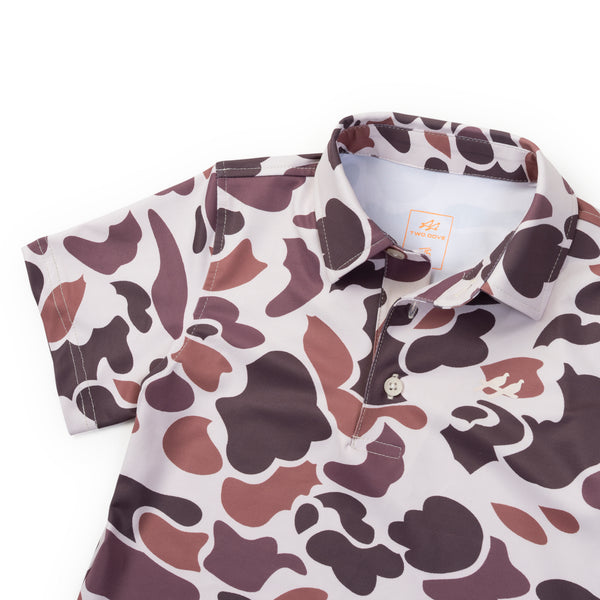 Youth Golf Polo - Boone Vintage Camo - Two Dove Outdoors