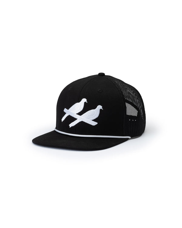 Logo Rope 6 Panel Trucker - Black - Two Dove Outdoors